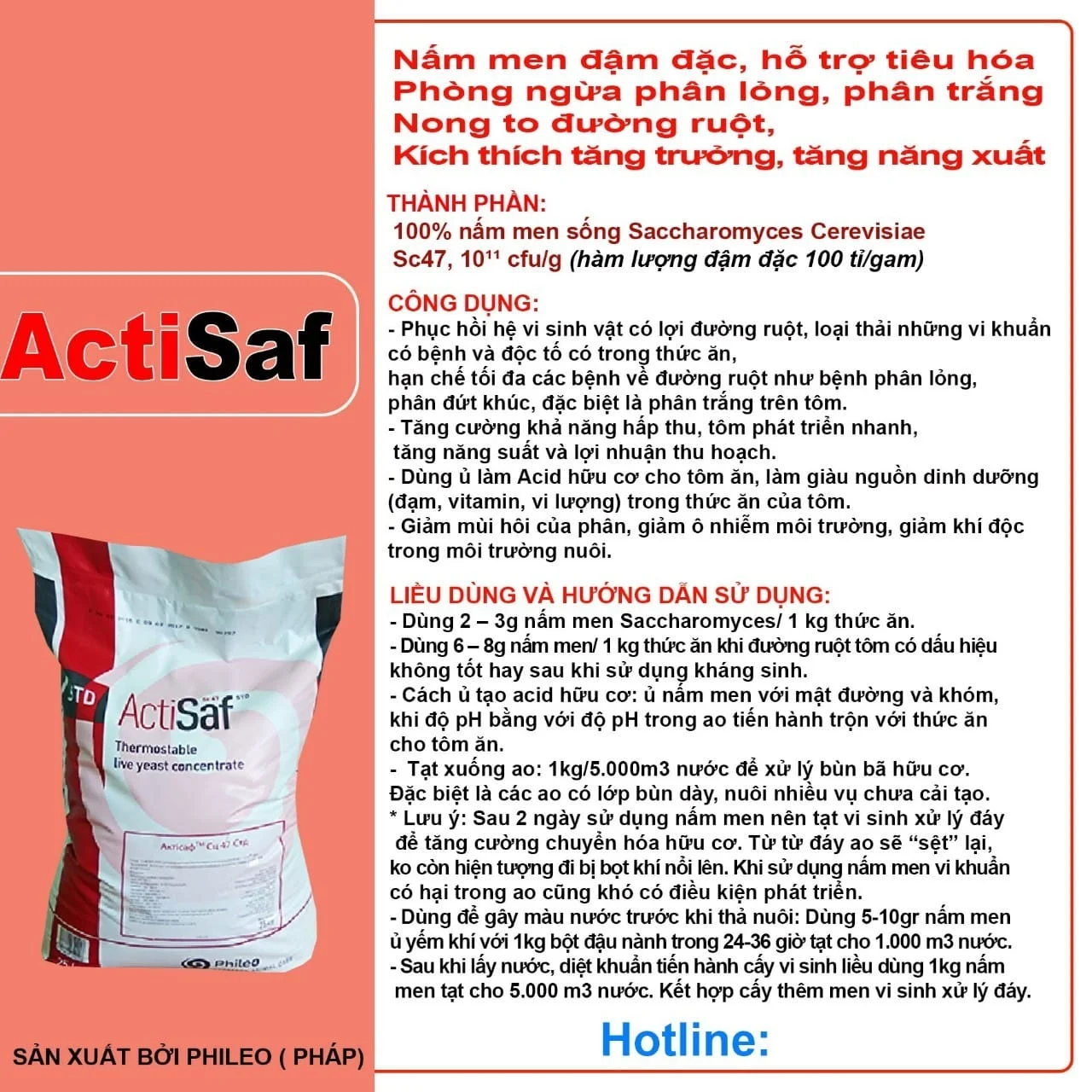 ActiSaf – Nấm Men Sống 100% - Tôm khỏe mạnh